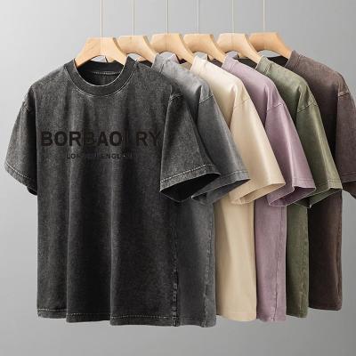 China Customize LOGO Top Quality Cotton Acid Wash T-shirt Oversized Retro Mineral Digital Printing Heavyweight Vintage t Shirt for sale