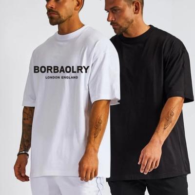 China 220 Gsm Cotton T Shirt High Quality Drop Shoulder Oversized T-shirt Wholesale Custom Tshirts for Men for sale