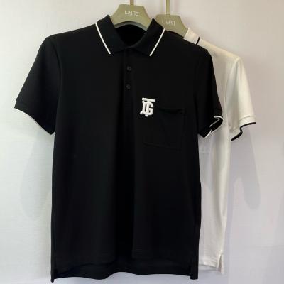 China Men's Logo - Embroidered Polo Shirt | Black with White Trim Chest Pocket & Monogram Trendy Design Pique Men's Polo Shirt for sale