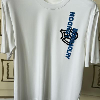 China Men's White T - Shirt, Flocking Letter Print, Short Sleeve Casual Top 100%cotton Men's T-shirt for sale