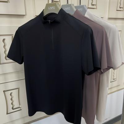 China Men High Neck Short Sleeve Shirts Stretch Quick Dry and Breathable Fabric for Outdoor Sport T-shirt for sale