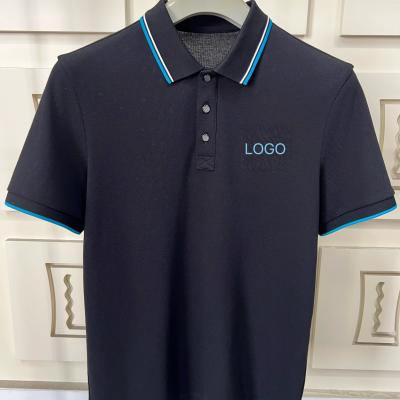 China Men's Polo Shirts with Contrast Trim & Textured Design 100% Cotton Piqué High Quality T-Shirt Factory Men Polo T-shirt for sale