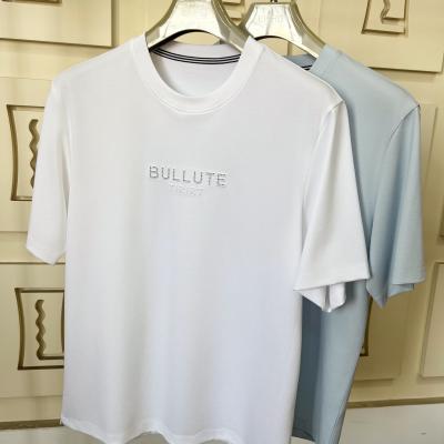 China Luxury Crew Neck T-shirt Print Logo Design Adopts Original Fabric Embossing Process Plus Heat - Transfer Vinyl Process OEM/ODM for sale