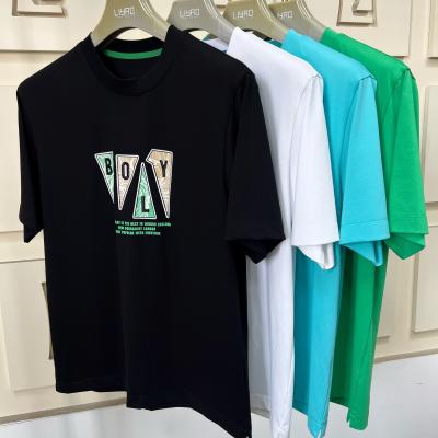 China Men's Crew Neck Short Sleeve Tees, Trendy Graphic Print and Embroidery T - Shirts Multi - Color Casual 100%cotton Tshirt for Men for sale