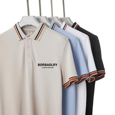 China Custom Logo Size Fabric Quick Dry Striped Short Sleeve Polo T Shirts Latest Design for Men Printed for sale