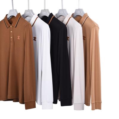 China Hot Selling Design Anti-Pilling Plain Color New Long Sleeve Polo  Shirts Contrast Collar Design Custom Logo for sale
