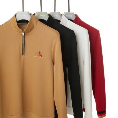 China Customized  Polo T Shirt Full Sleeve T-Shirt Polo Men Polo Shirts Custom Logo Zipper Long Sleeve Stand Collar Business for sale