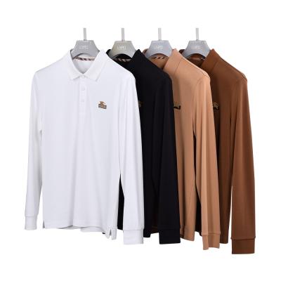China 100%Cotton Luxury Long Sleeve Polo Shirt White Anti-Wrinkle Men Boys T-Shirts Polo Shirts Cotton Custom logo Plain  Embroidery for sale