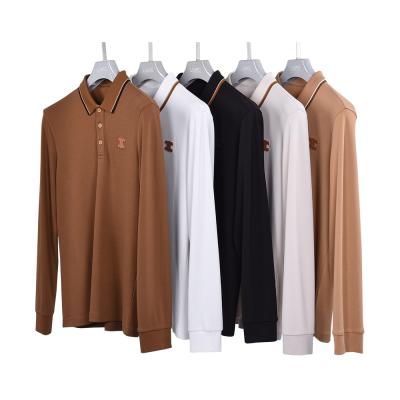 China Autumn Casual Contrast Collar Long Sleeve Polo Shirts Sublimation Top Quality Cotton Custom for sale