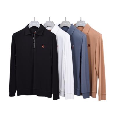 China 280grams Casual Long Sleeve Zipper-up Customized With Color Polo T Shirts for Men for sale