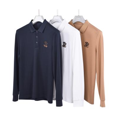 China Official Wholesale Custom Logo Different Color Collar Polo Shirt Good Knitted Long Sleeve Polo Shirt Autumn Winter Embroidery for sale