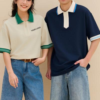 China New Arrival Summer Wholesale Men's Printed Polo Shirt Cotton 1/4 Zip Golf Polo t Shirt Streetwear Oversized Men's Polo Shirts for sale