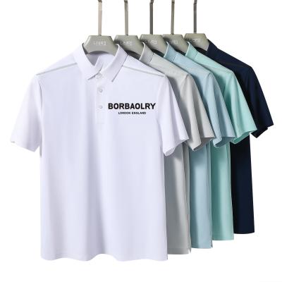 China Summer Short-sleeved Business Polo Shirt Men's T-shirt Thin Lapel Half-sleeve Business Casual Trend for sale