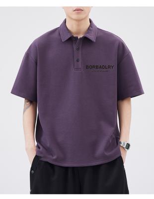 China New Quarter-Color Lapel Short Sleeved Polo Shirt Men's Casual Alphabet Embroidery Cotton T-Shirt for Men for sale