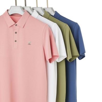China High Elasticity Ultra Seamless Anti-wrinkle Work Life Sport Suitable Soft Cotton Polo T-shirt Men Premium Quality Emboss Printed for sale
