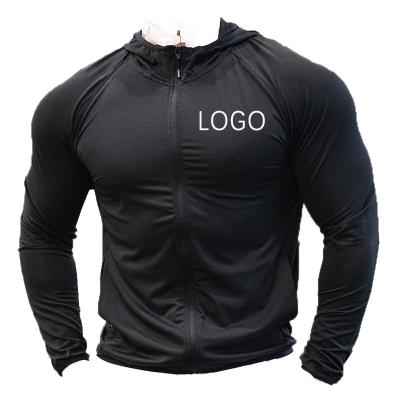 China 2026Hot Men's Hooded Full Zip-Up Gym Sports Jacket Breathable Light Track Workout Jacket with Plain Dyed Style for sale