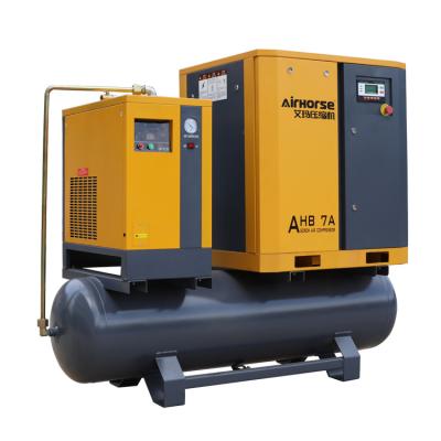 China Airhorse Portable screw air compressor 7.5kw,10hp combined with dryer,air tank and line filters for sale
