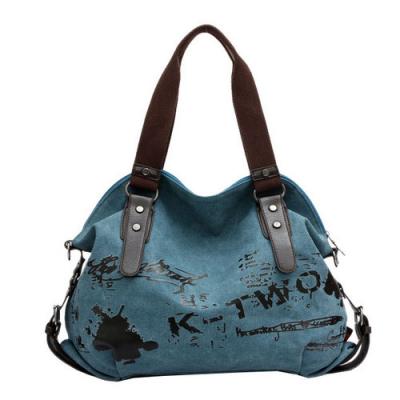 China Blue Canvas Handbag women tote bags for sale