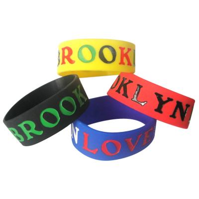 China Promotional Gift Color Filled Silicone Bracelets for sale
