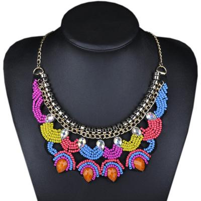 China Fashion Hand Made Beaded Jewelry Resin Beads Acrylic Inlay Collar Exaggeration Necklace for sale