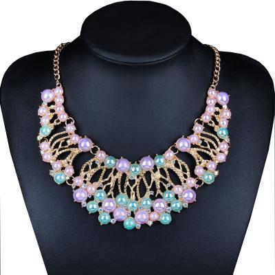 China 2015 New Boho Style Exaggerated Multilevel Pearl Tassels Chokers Chunky Necklaces for sale