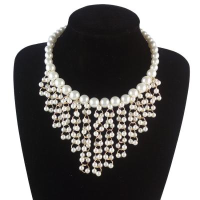 China 2015 New Boho Style Exaggerated Multilevel Pearl Tassels Chokers Chunky Necklaces for sale