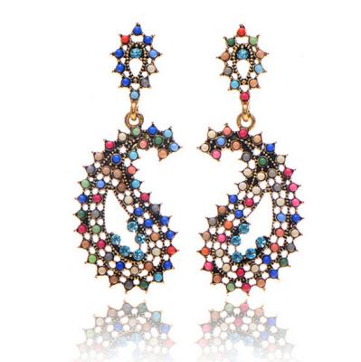 China Fashion Vintage Multicolor Bead Jewelry Long Pendants Statement Drop Earrings Women for sale