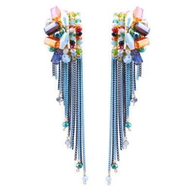 China Fashion Crystal Beaded Drop Earrings Vintage Big earrings Round Dangle Earring Jewelry for sale