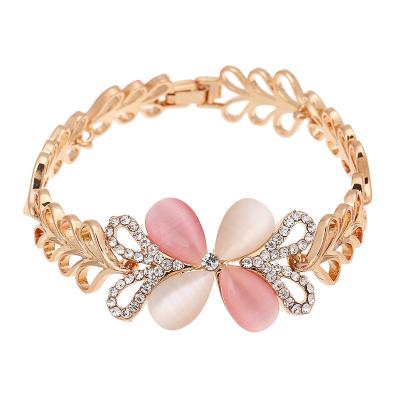 China Vogue Flower Gold Bracelet 18K gold filled Bangle with Cat's eye Women fashion Jewelry for sale