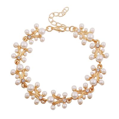 China 2015 Hot Fashion lady fashion jewelry Gold Plated woman's pearl bracelet bangles for sale