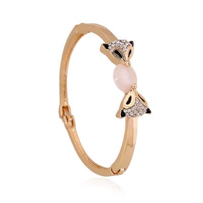 China new design fox diamond bracelet,gold plated bangles,18k gold plated cat's eye bangles for sale