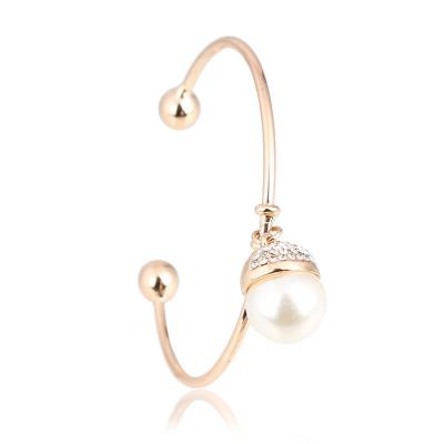 China Latest Wholesale Fashion Charm Cute pearl Bangle Opening Bracelet For Girls for sale