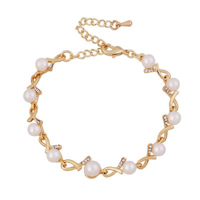 China Top Selling Luxury Crystal 18k gold thin chain bracelet for wrist jewelry wholesale for sale