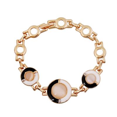 China New Fashion Style Hollow Out Leaf Gold Plated Crystal Chain Bracelets Bangle Best for sale