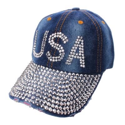 China Wholesale-New Denim Cotton printed Baseball cap hip hop Adjustable cowboy caps letters cap for sale