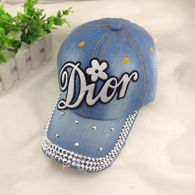 China Wholesale-New Denim Cotton printed Baseball cap hip hop Adjustable cowboy caps letters cap for sale