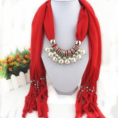 China Fashion scarf jewelry pendant pearl necklace scarf for sale