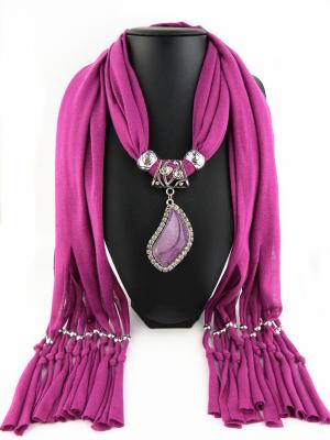 China long polyester scarf with resin pendant neckalce for sale