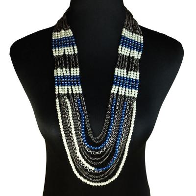 China Long beaded mutilayer necklace for women pearl necklace for sale