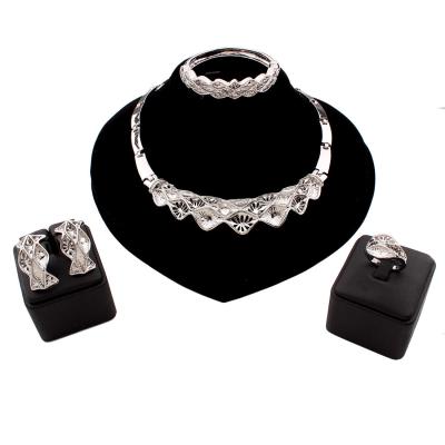 China Hot selling women Jewerlry set Gold/silver Necklace+earring+ bracelet+ ring sets for sale