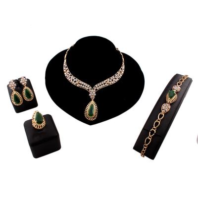 China Fashion Golden/Silver women Jewerlry set/Necklace+earring+ bracelet+ ring sets for sale