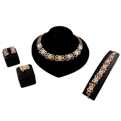 China Women Gold Jewelry set Wedding Accessories /Necklace+earring+ bracelet+ ring sets for sale