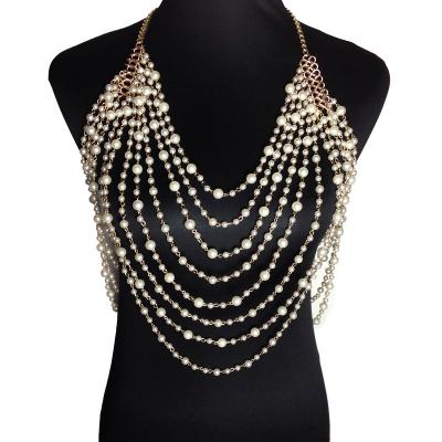 China New Arrival!Women long chain necklace&body chain jewelry pearl necklace for sale