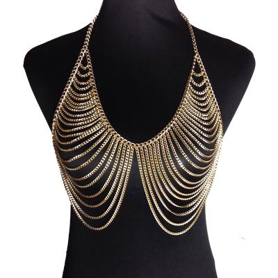 China Newest Long Chain Necklace Multilayer Statement Body chain jewelry for women for sale