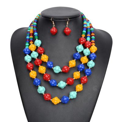 China Wholesale Sweet design Handmade Beaded Necklace with matching earrings for sale