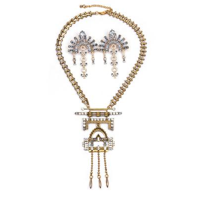 China Wholesale Gold and silver alloy Necklace&Earrings Statement Jewelry set for sale
