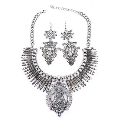 China European Design Gold& silver alloy Necklace&Earrings Statement  Jewelry set for sale