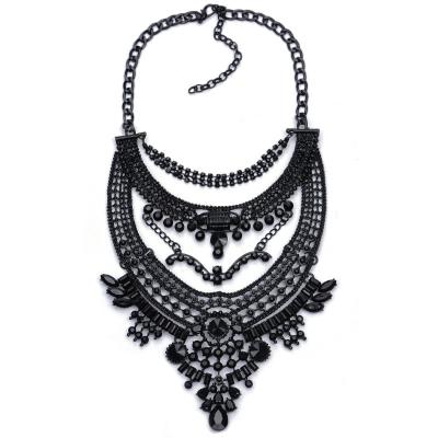 China 2016 Fashion Statement Necklace black Chain Crystal damond Chunky Chain Necklace for sale