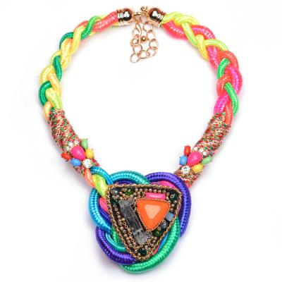 China Women Hand woven colorful Necklace &pendant American Statement necklace for sale