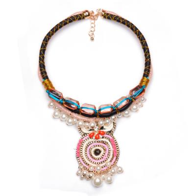 China Hot sale statement pearl necklace colorful long body jewelry women crystal sexy jewelry for sale